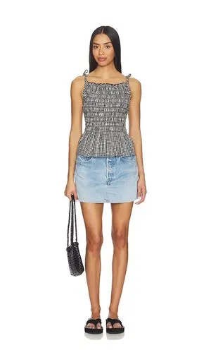 LEVI'S Monaco Shirred Blouse - Springtime Dobby Gingham
