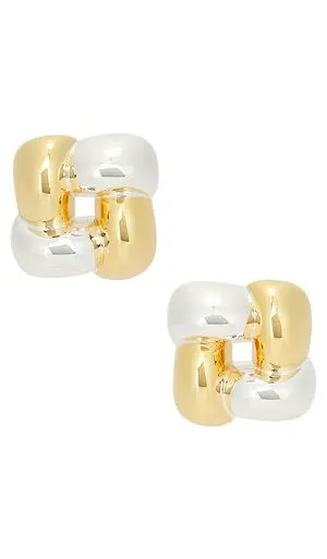 Jenny Bird Medium Woven Square Earrings - Two-tone