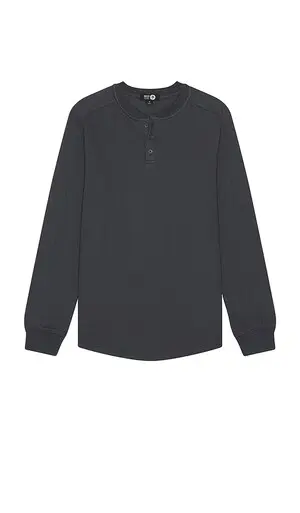 Barefoot Dreams Waffle Thermal Henley In Navy