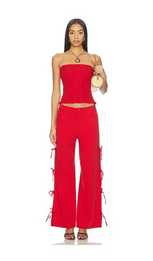 Lna Gigi Tube Top - Red Chambray