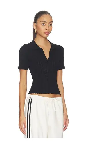 Joe's Jeans The Jess Pointelle Polo Shirt - Black
