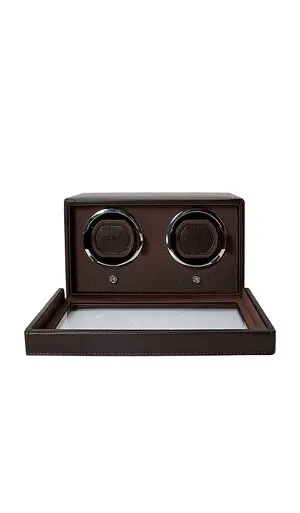 Wolf Cub Double Watch Winder With Cover - Brown