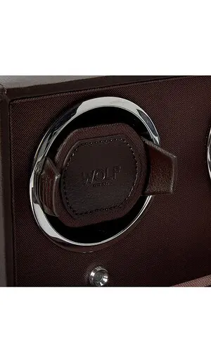 Wolf Cub Double Watch Winder With Cover - Brown