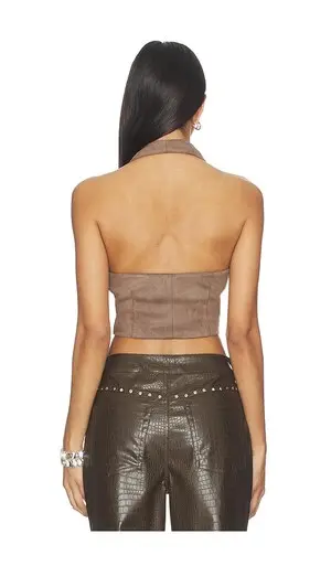 LAMARQUE Faux Suede Halter Top