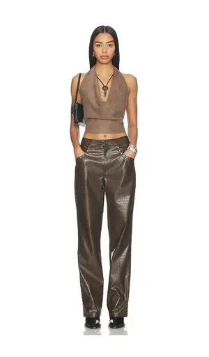 LAMARQUE Faux Suede Halter Top