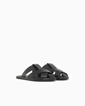Giorgio Armani Cross-over Napped Calfskin Sandals