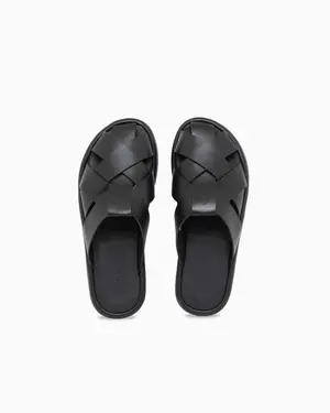 Giorgio Armani Cross-over Napped Calfskin Sandals