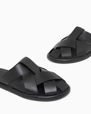 Giorgio Armani Cross-over Napped Calfskin Sandals
