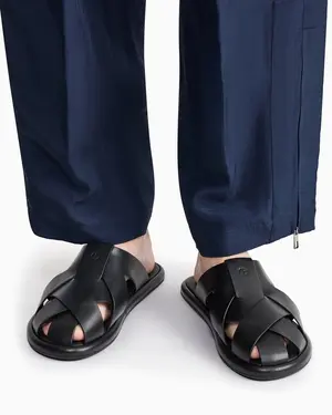 Giorgio Armani Cross-over Napped Calfskin Sandals