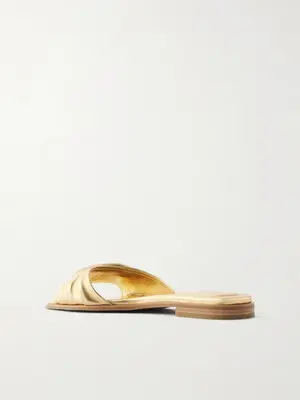 Simkhai Gigi Embellished Metallic Leather Slides