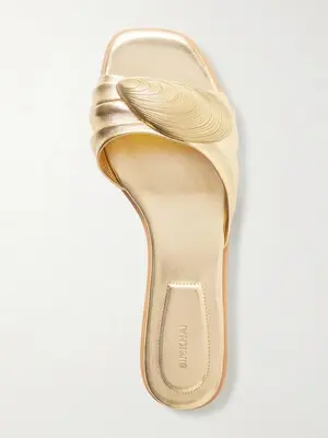 Simkhai Gigi Embellished Metallic Leather Slides