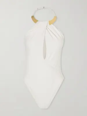 Simkhai Bindi Embellished Cutout Swimsuit - White