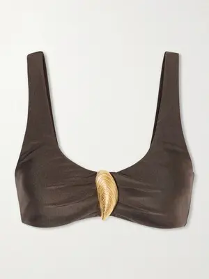 Simkhai Veyra Embellished Bikini Top - Brown