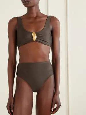 Simkhai Veyra Embellished Bikini Top - Brown