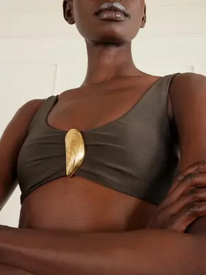 Simkhai Veyra Embellished Bikini Top - Brown