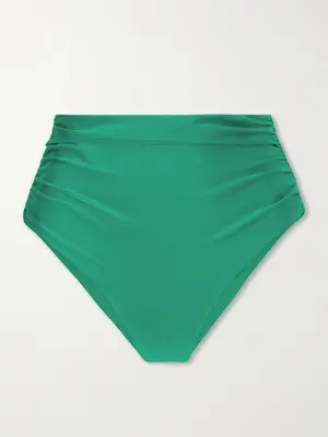 Simkhai Teya Ruched Bikini Briefs - Green