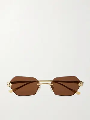 Cartier Panthère De Rimless Hexagon-frame Sunglasses - Gold