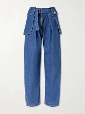 Loewe Belted Pleated Wide-leg Jeans - Blue