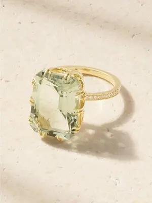 Ileana Makri Solitaire 18-karat Gold, Amethyst And Diamond Ring - Green