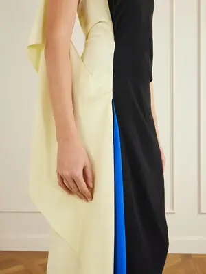 Loewe Asymmetric Draped Crepe-jersey Midi Dress - Black
