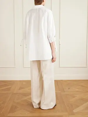 Max Mara Tie-detailed Cotton-poplin Blouse - White