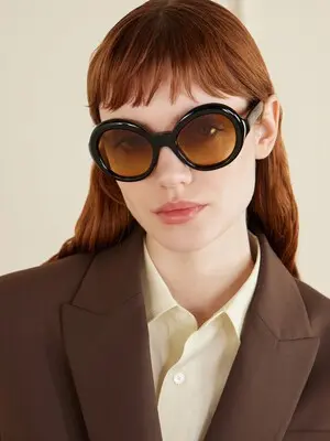 Prada Round-frame Acetate Sunglasses - Black