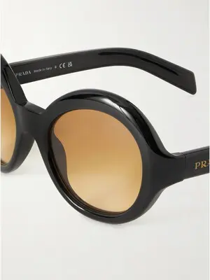 Prada Round-frame Acetate Sunglasses - Black
