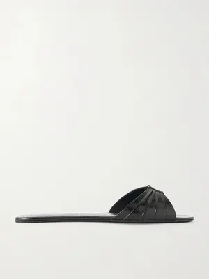 Saint Laurent Babylone Embellished Glossed-leather Slides