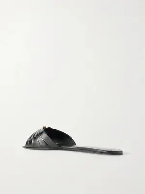 Saint Laurent Babylone Embellished Glossed-leather Slides