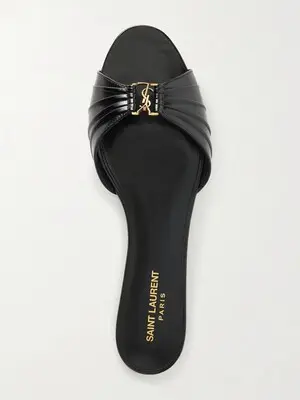 Saint Laurent Babylone Embellished Glossed-leather Slides