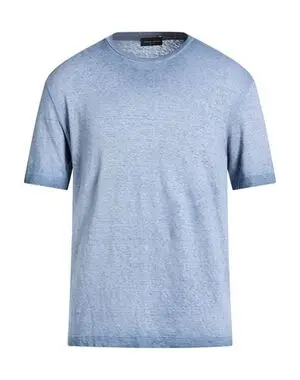 ROBERTO COLLINA Man T-shirt Grey Size 42 Linen, Elastane Slate Blue