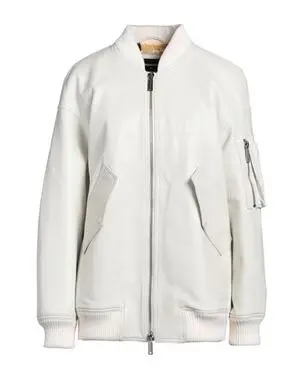 Dsquared2 Bomber Jacket In Ovine Leather, Wool, Polyamide, And Elastane