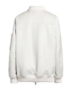Dsquared2 Bomber Jacket In Ovine Leather, Wool, Polyamide, And Elastane