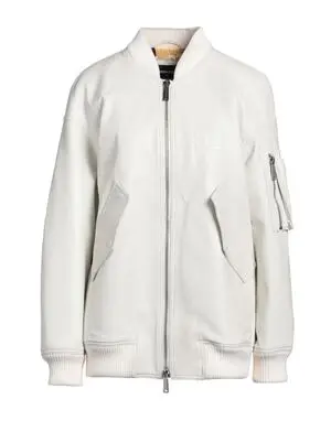 Dsquared2 Bomber Jacket In Ovine Leather, Wool, Polyamide, And Elastane