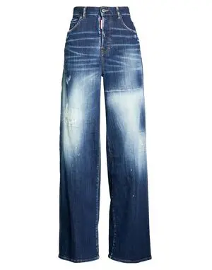 Dsquared2 Wide-leg Jeans With Leather Trim