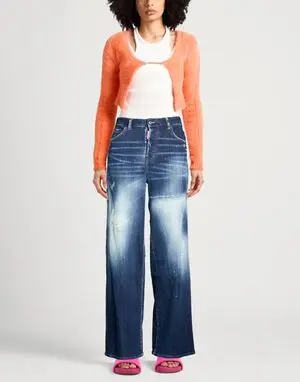 Dsquared2 Wide-leg Jeans With Leather Trim