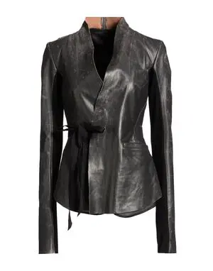 Rick Owens Single-breasted Leather Blazer - Black