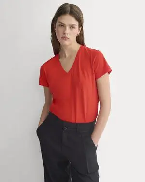 Everlane Slim V-neck T-shirt - Fiery Red