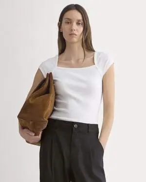 Everlane RetroSoft Cotton Square-Neck T-Shirt Bone