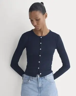 Everlane Pointelle Cardigan - Deep Navy