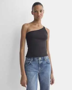 Everlane Cotton One-shoulder Tank Top - Black