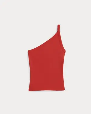Everlane Cotton One-shoulder Tank Top - Fiery Red
