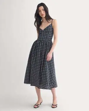 Everlane Everlane V-Neck Midi Dress In Cotton Silk Voile Black