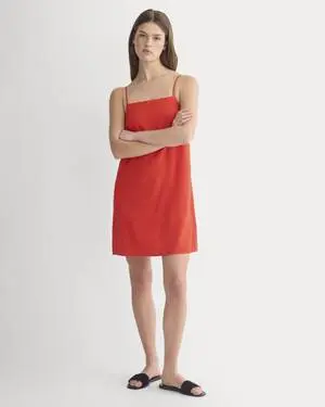Everlane Mini Shift Stretch Linen Dress - Fiery Red