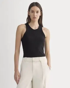 Everlane Pointelle Racerback Tank Top - Black