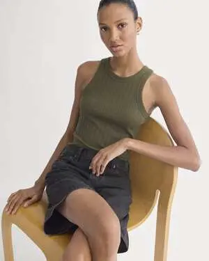 Everlane Pointelle Racerback Tank Top - Olive Night