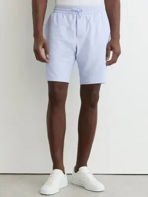 REISS Ajay Seersucker Drawstring Shorts - Soft Blue