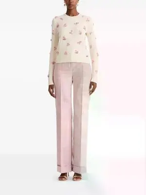 Oscar De La Renta Flower-detail Sweater - Neutrals