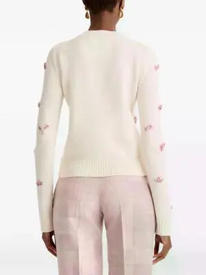 Oscar De La Renta Flower-detail Sweater - Neutrals