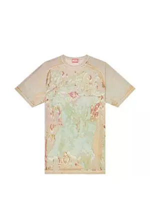 DIESEL® T-shirt In Printed Devoré Jersey - Neutrals